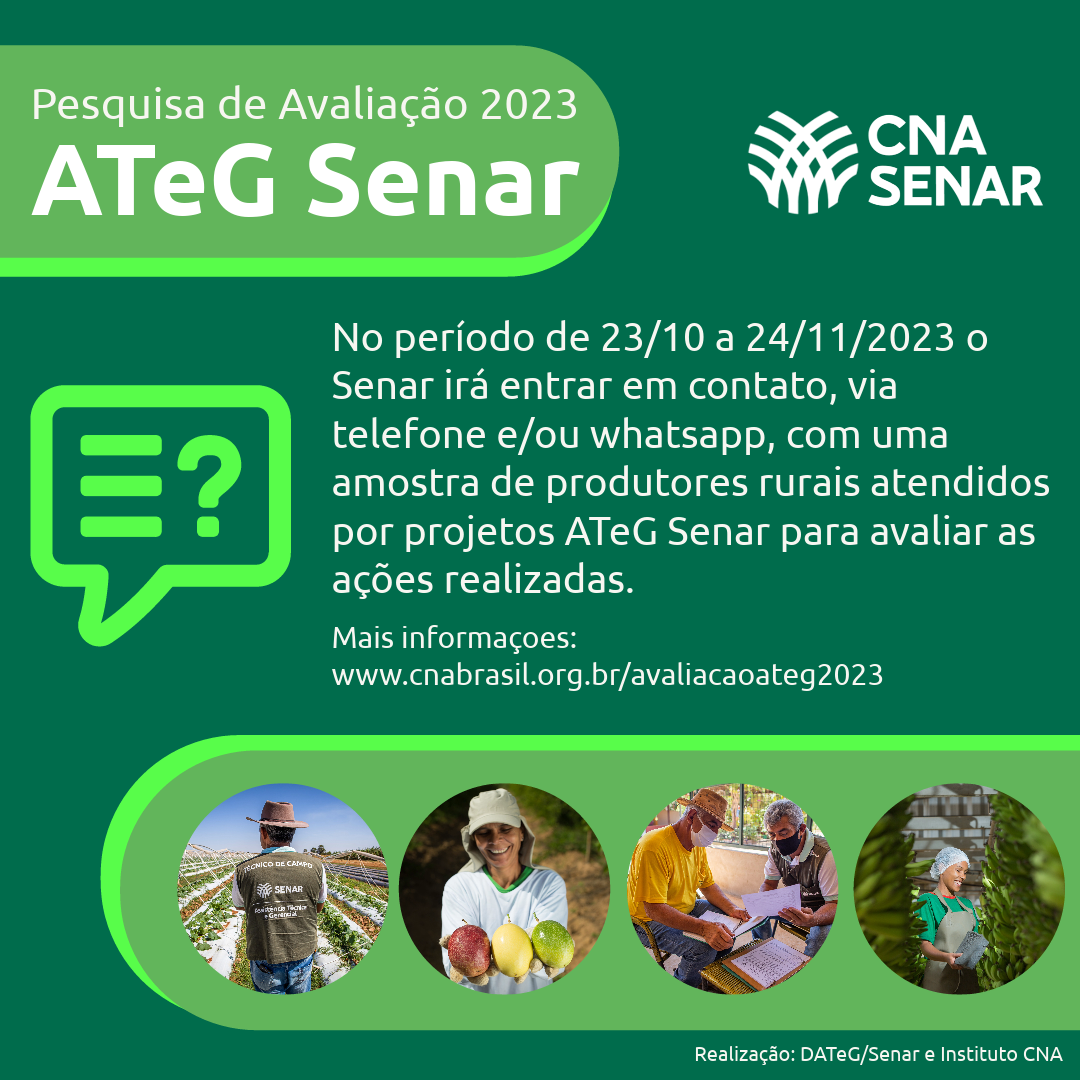 Pesquisa de Avaliação ATeG Senar 2023 | Confederação da Agricultura e ...